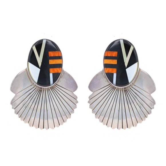 Jewelry | Native American Al Nez Navajo Onyx Spiny Oyster Large Drop ...